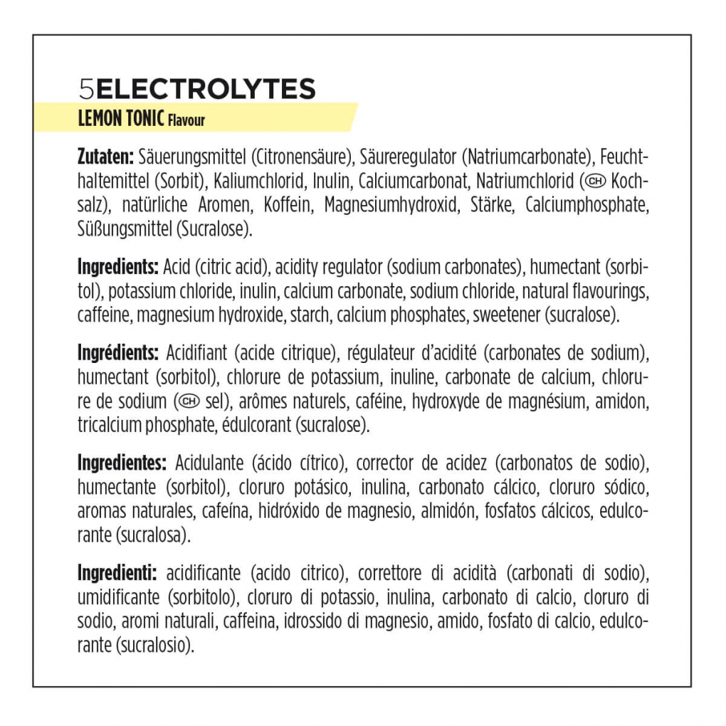 PowerBar Tubo 5 Electrolitos Limón Tonic Cafeína 12 unidades ...